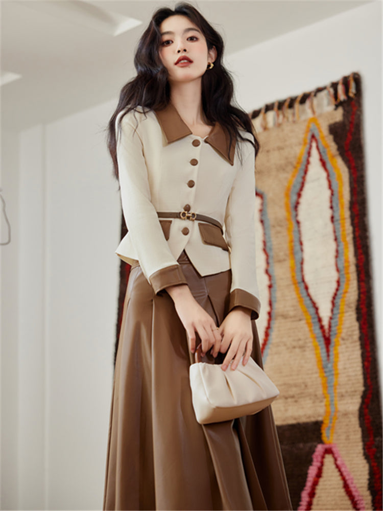 PU Patchwork Top + Skirt 2pcs Set– The Cottagecore