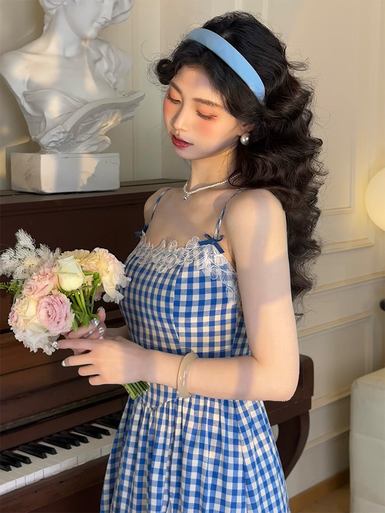 Cottagecore Plaid Lace Patchwork Slip Dress– The Cottagecore