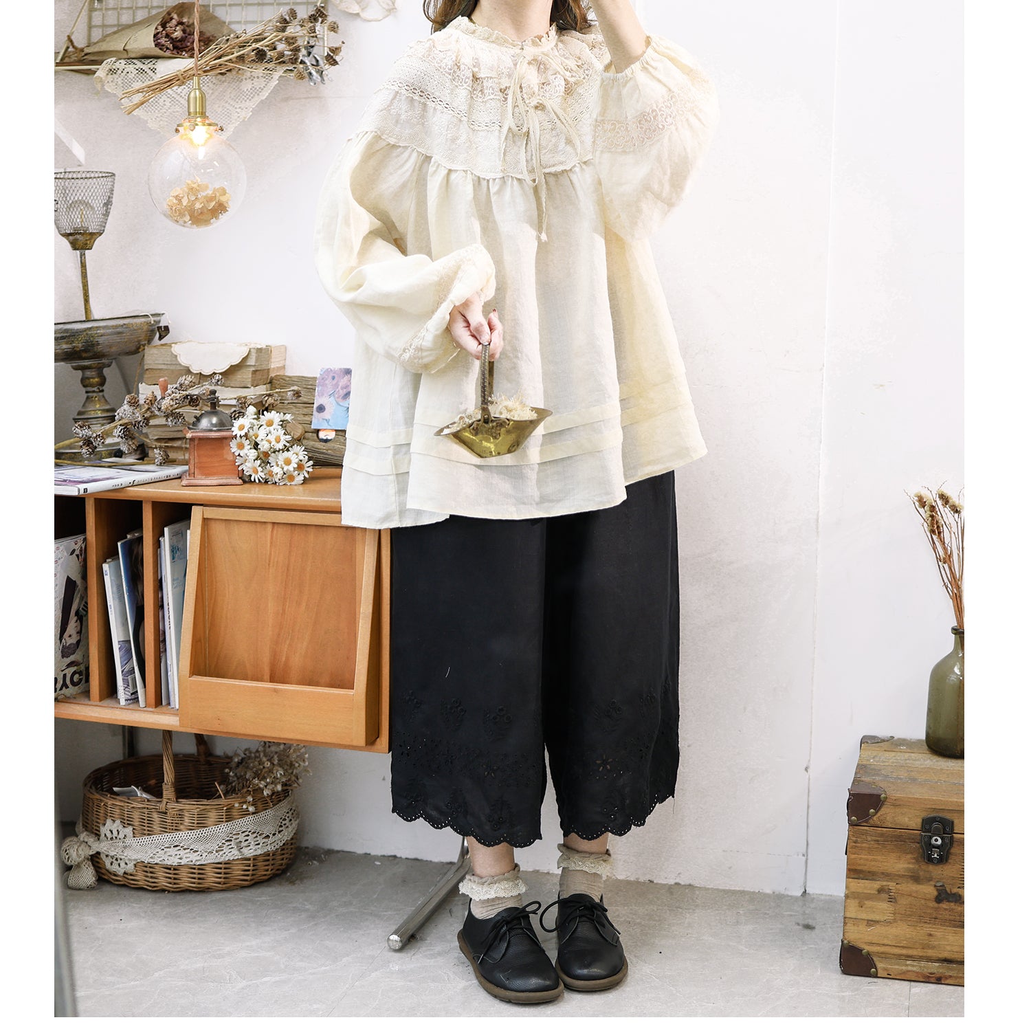 Lace Patchwork Linen Shirt– The Cottagecore