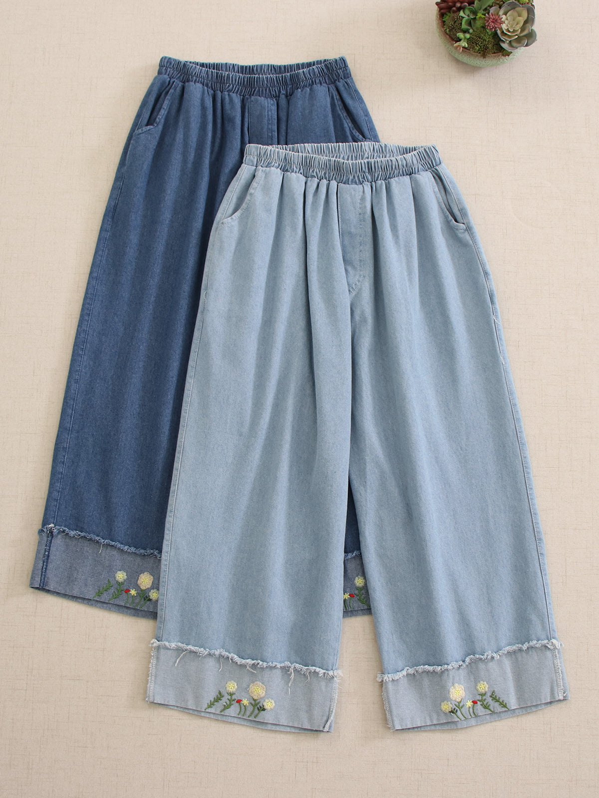 Cute Embroidered Hem Jeans– The Cottagecore