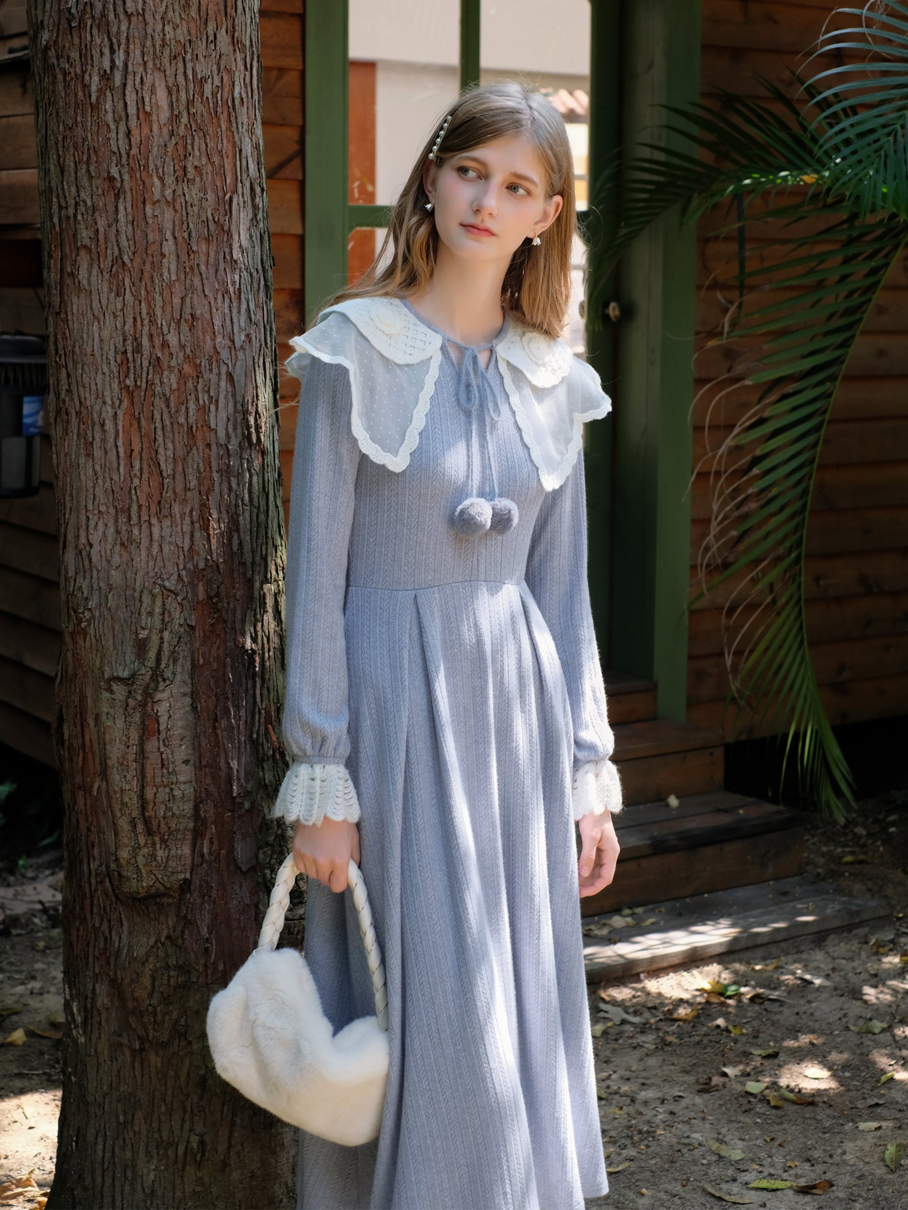 Crocheted Collar Knit Dress– The Cottagecore