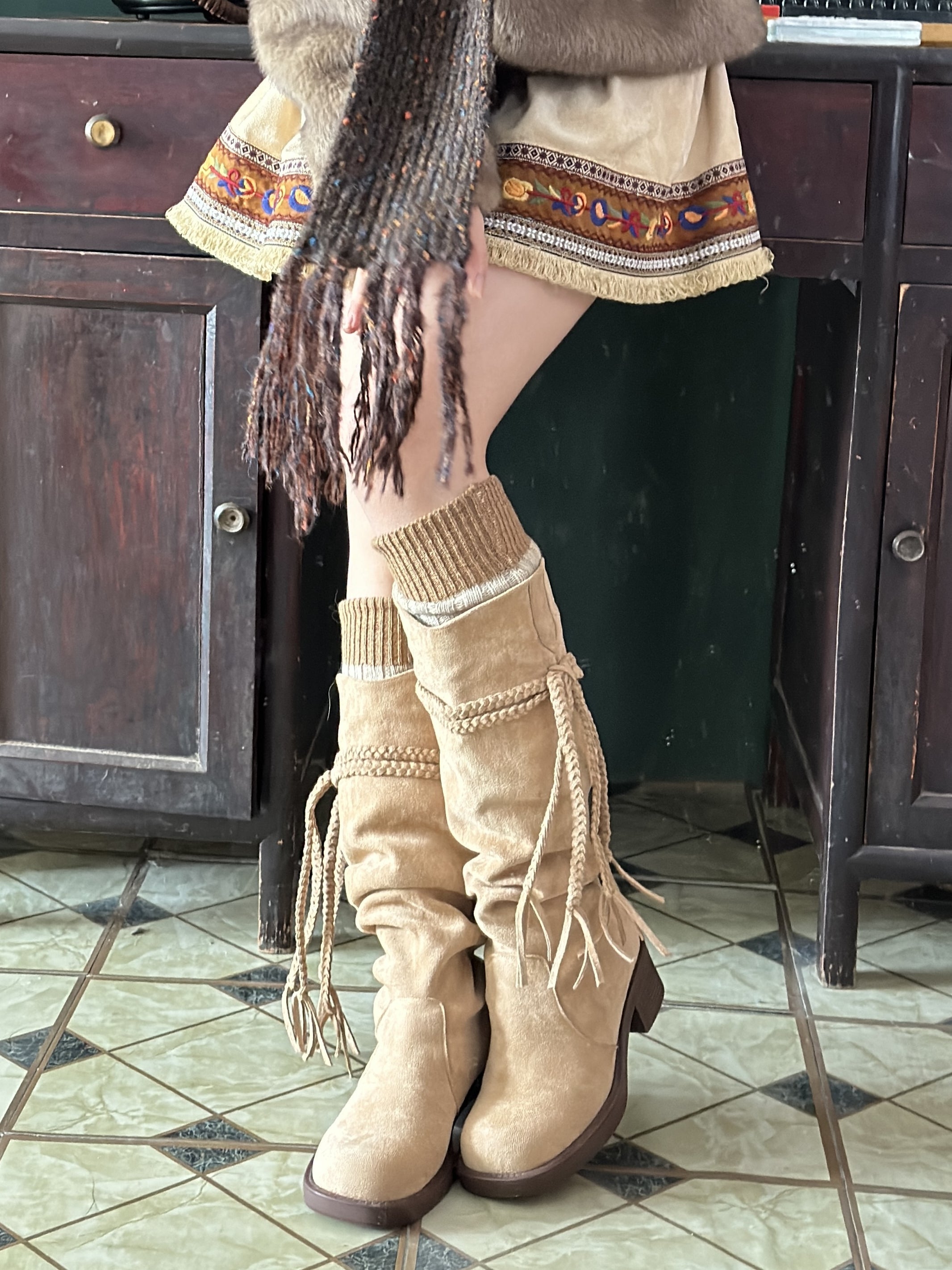 Tassel Velvet Long Boots– The Cottagecore