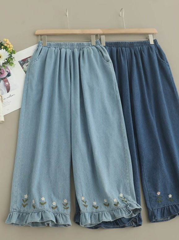Embroidered Hem Jeans– The Cottagecore