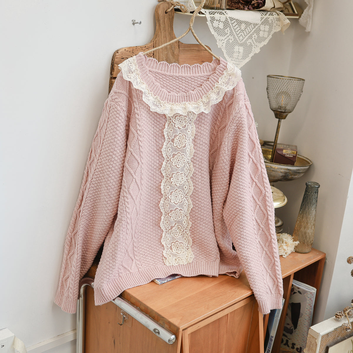 Lace Loose Fit Knit Sweater– The Cottagecore