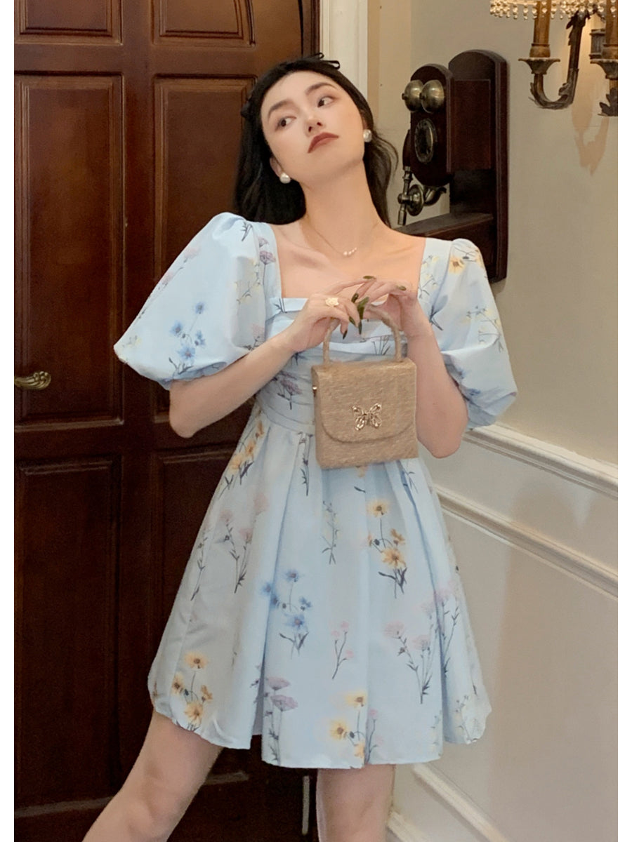 Puffy Sleeve Floral Mini Dress– The Cottagecore
