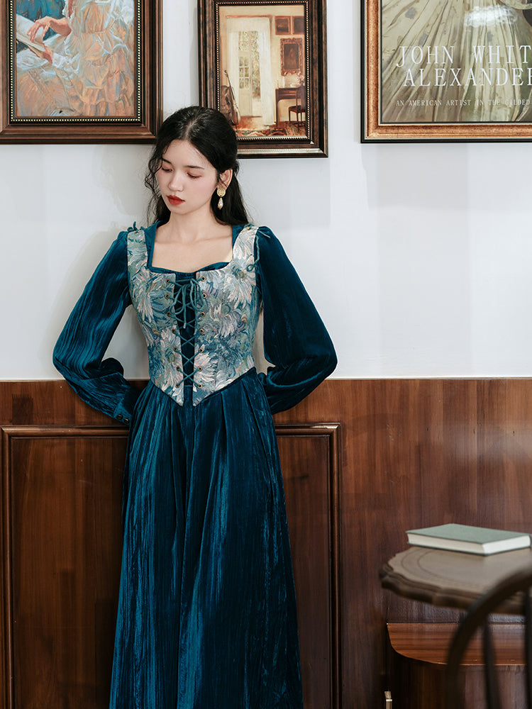 Vintage Velvet Dress + Painting Corset– The Cottagecore