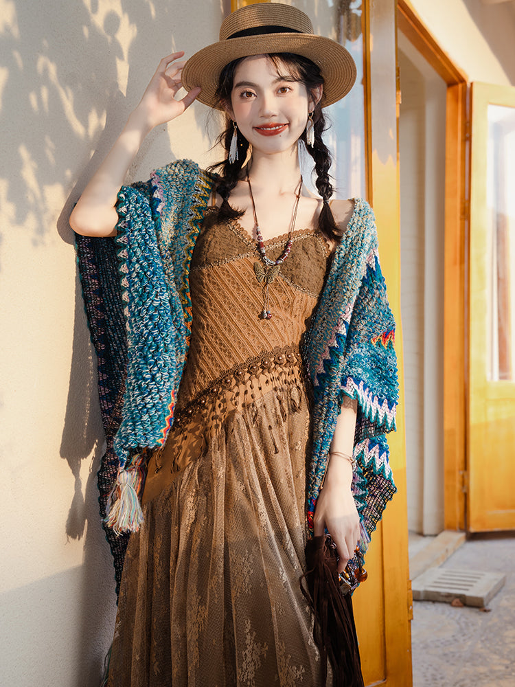 Farmcore Cowgirl Dress + Knitted Shawl– The Cottagecore