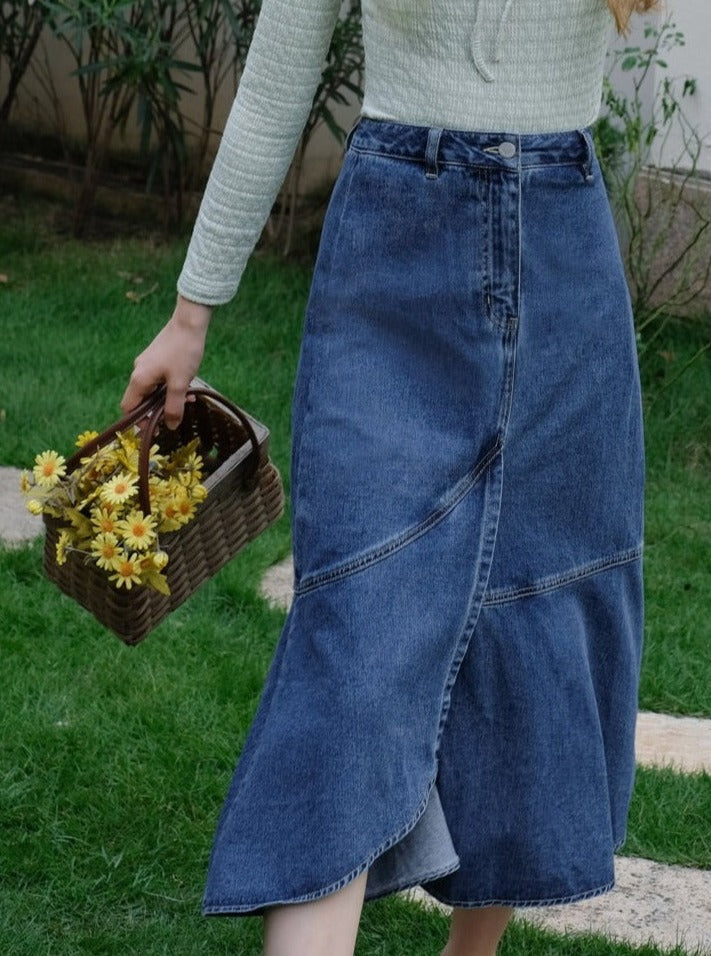 Irregular Hem Denim Skirt– The Cottagecore