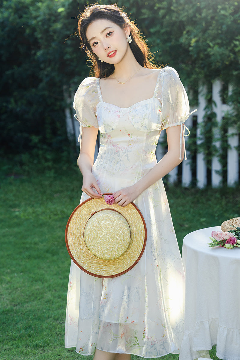 Romantic Puffy Sleeve Floral Dress– The Cottagecore