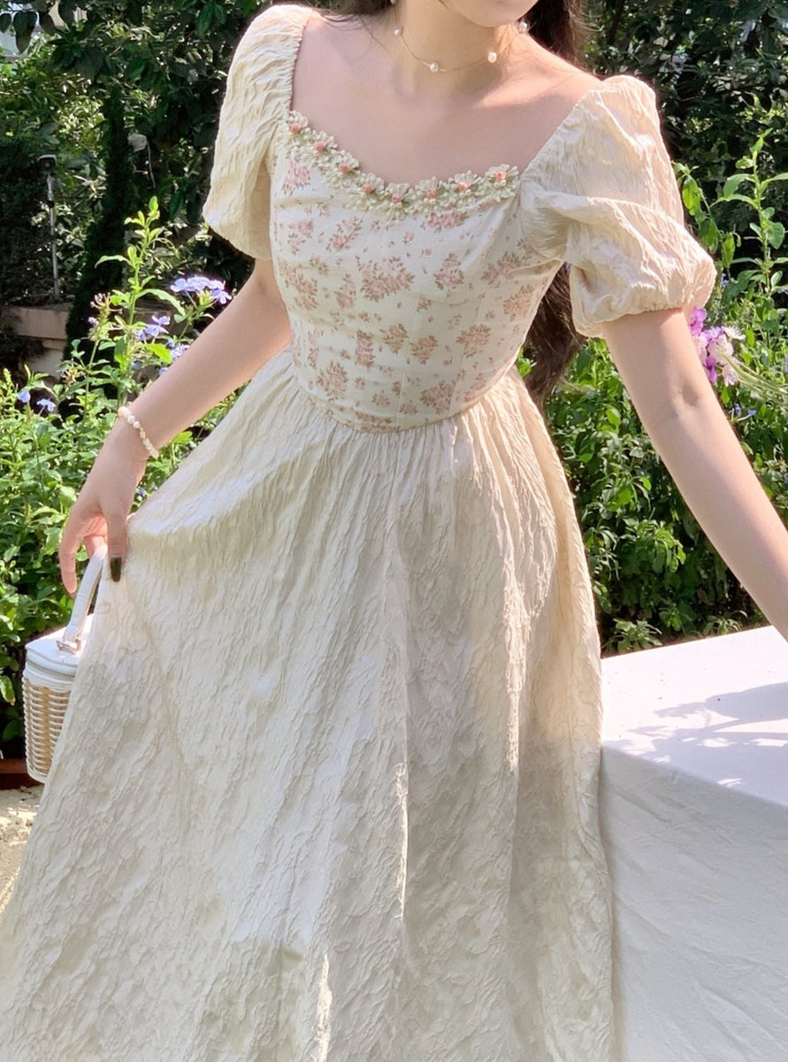Puffy Sleeve Vintage Floral Dress– The Cottagecore