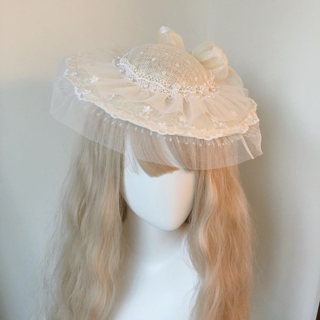 Lolita Lace Hat - Straw Wedding Hat– The Cottagecore