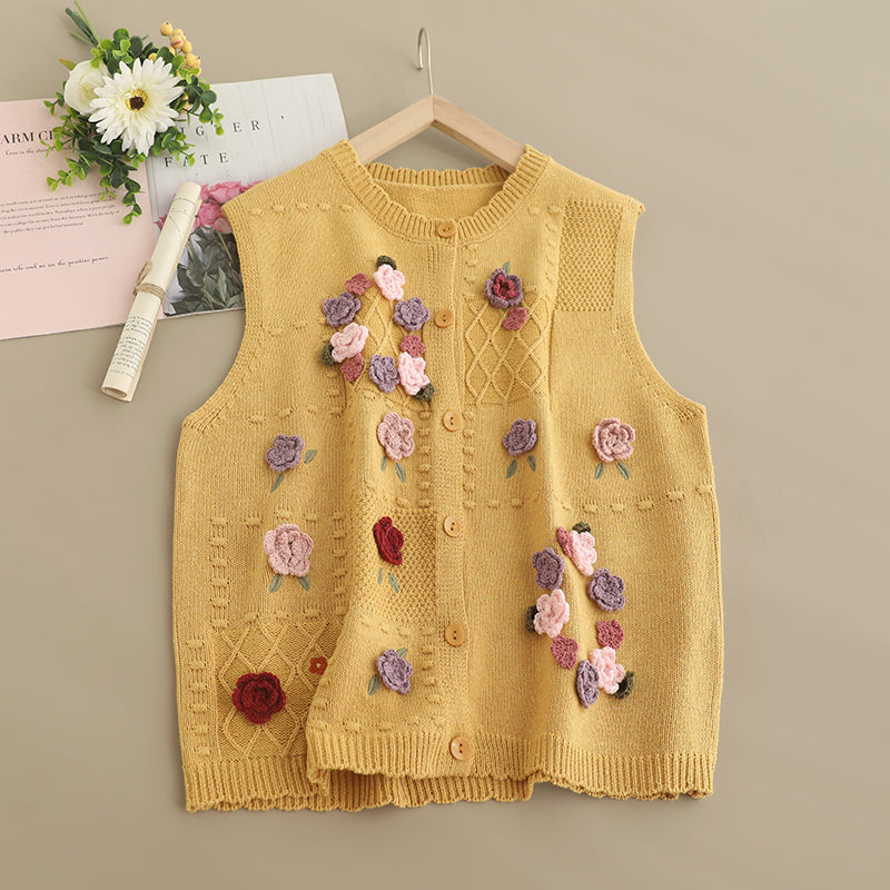 3d Flowers Knit Vest– The Cottagecore