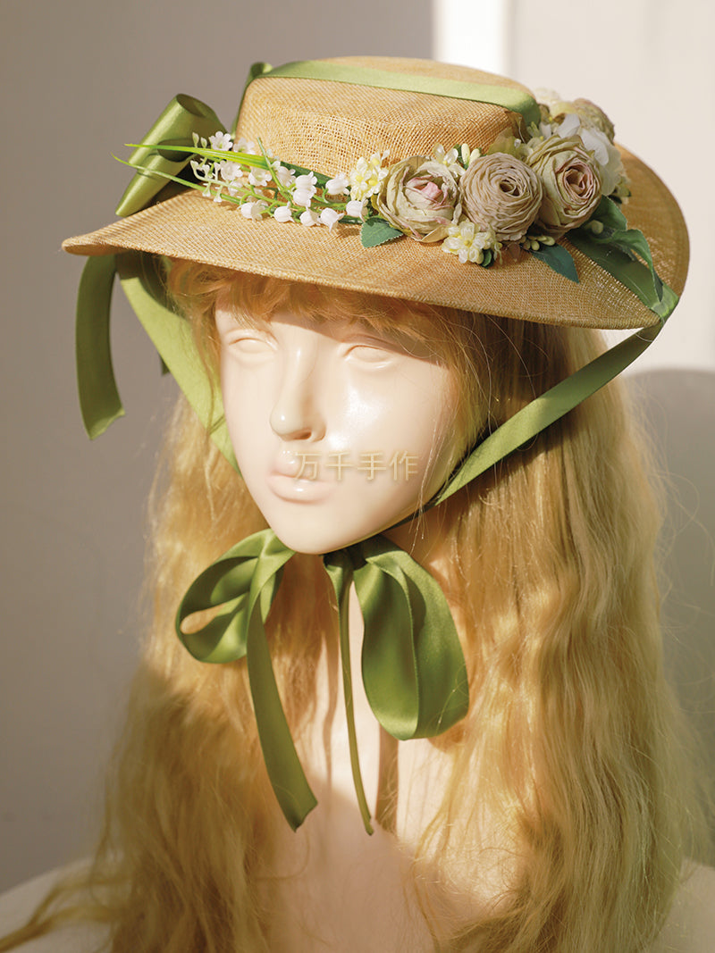Mori Lace Up Straw Flat Hat– The Cottagecore
