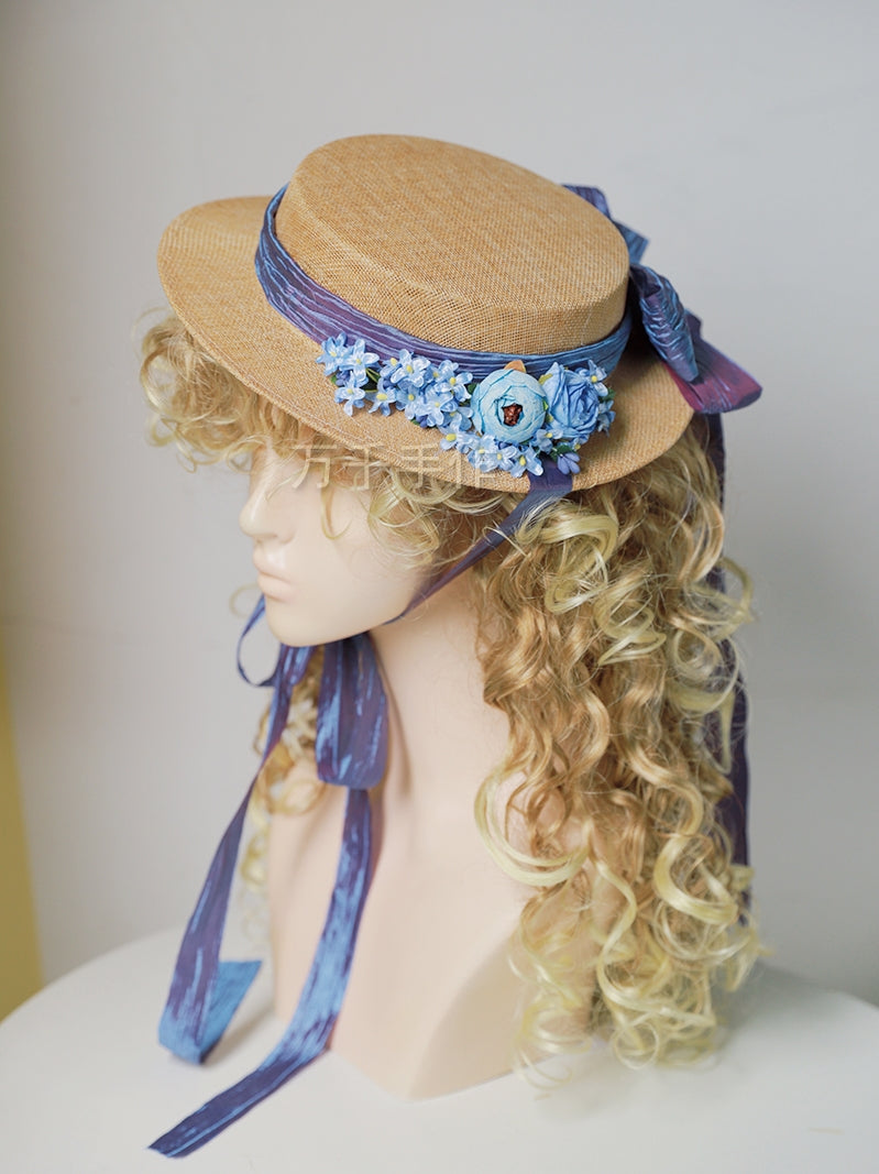 Dedicate Blue Flowers Straw Flat Hat– The Cottagecore