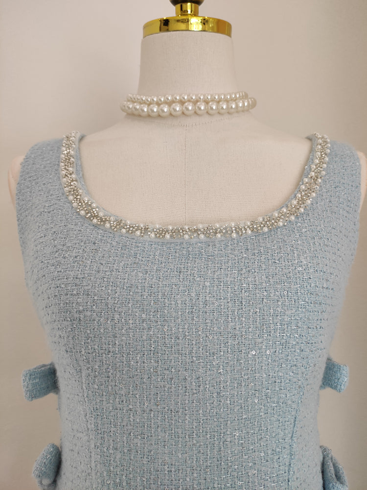 Blue Tweed Mini Dress– The Cottagecore