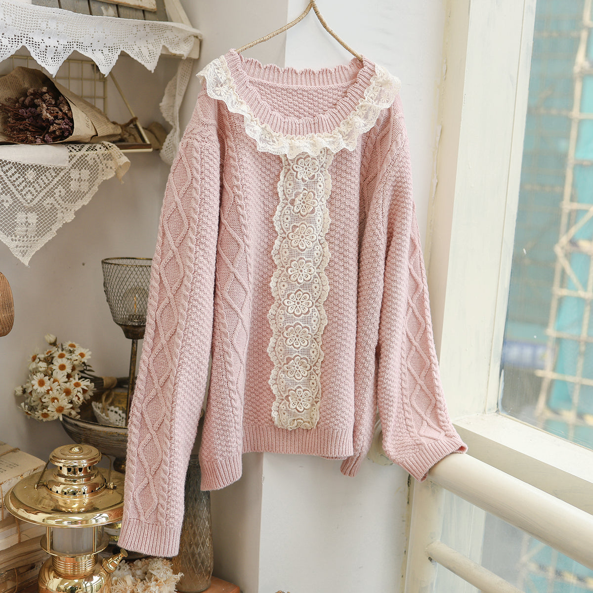 Lace Loose Fit Knit Sweater– The Cottagecore
