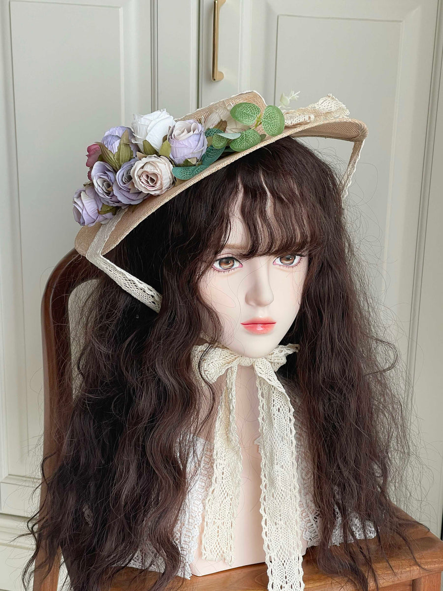 Vintage Purple Flower Lace Up Hat– The Cottagecore