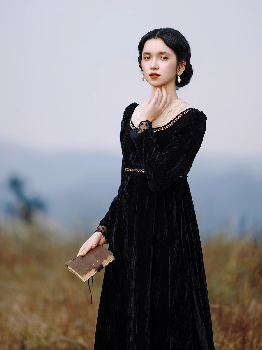 Royal Regency Ear High Waist Velvet Dress– The Cottagecore