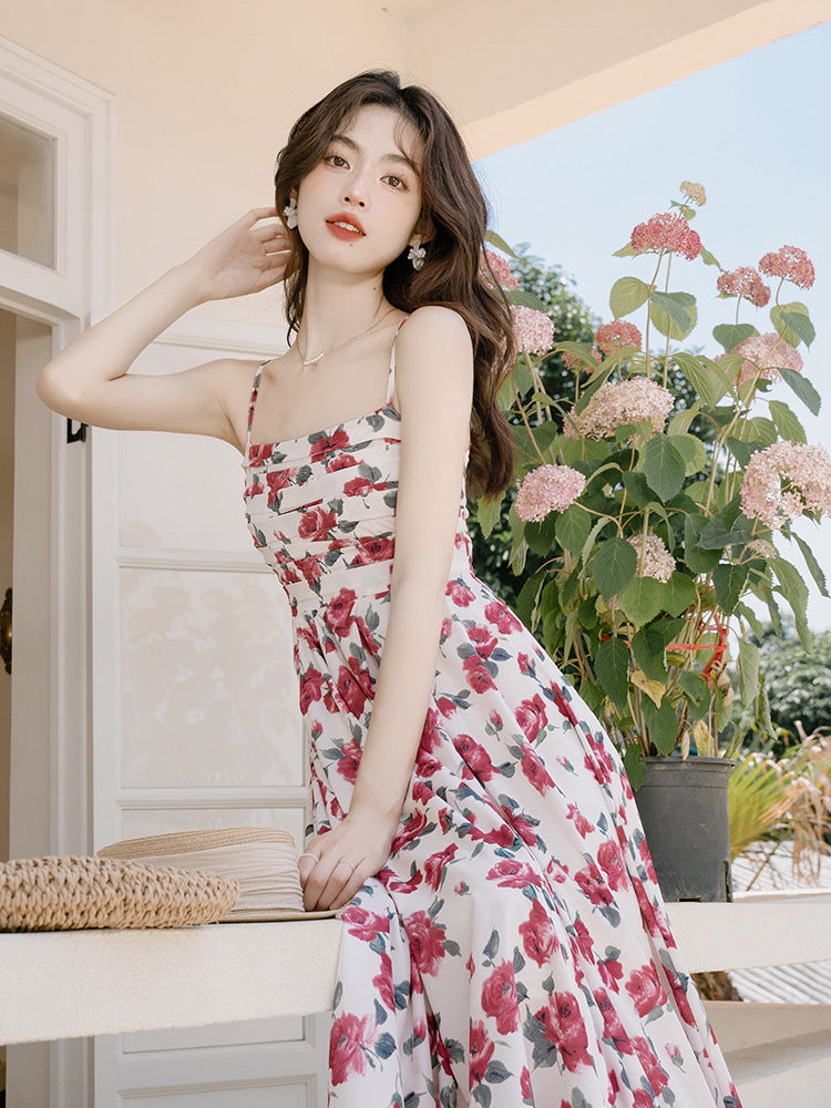 Vintage Pleated Rose Print Slip Dress– The Cottagecore