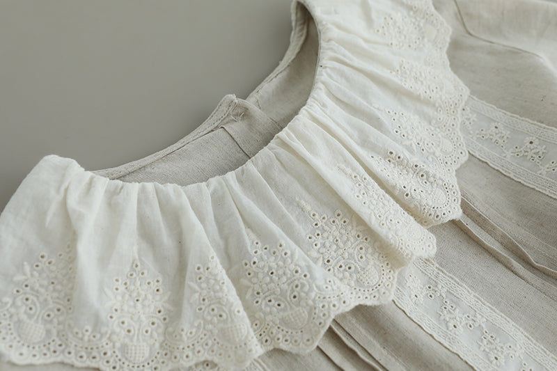 Lotus Lace Collar Linen Dress– The Cottagecore