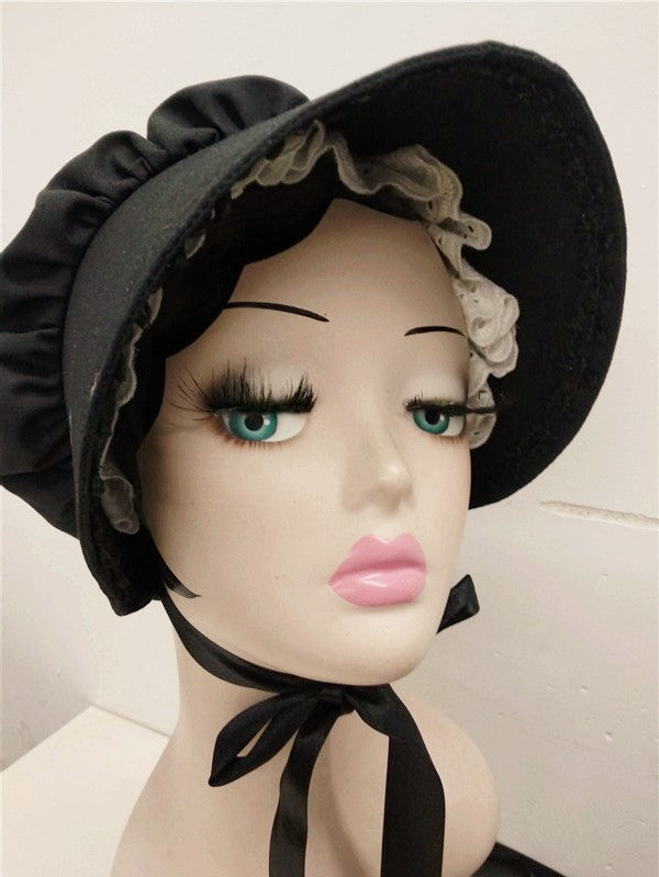 Black Colonial Bonnet Hat– The Cottagecore