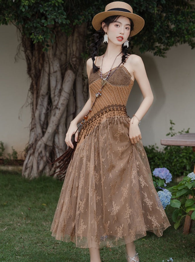 Farmcore Cowgirl Dress + Knitted Shawl– The Cottagecore