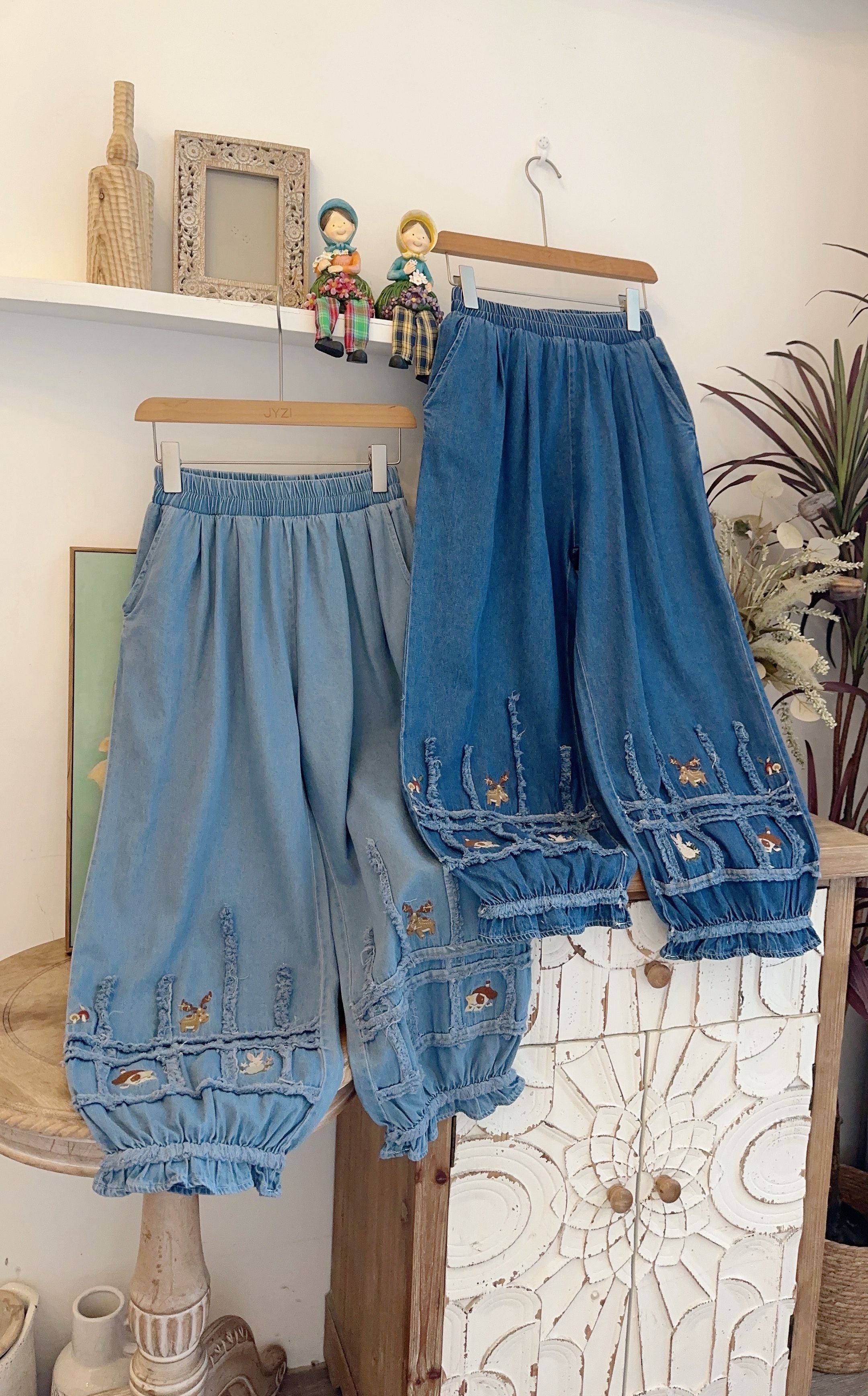 Super Cute Denim Embroidered Bloomers– The Cottagecore