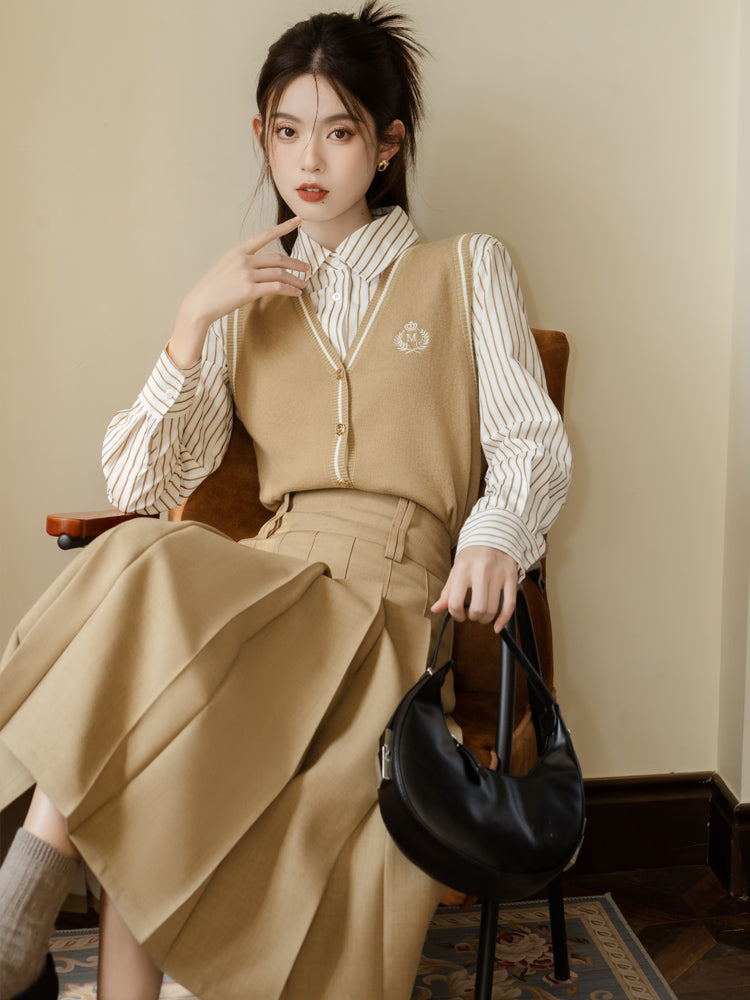 Academia Vest+Blouse+Preppy Skirt– The Cottagecore