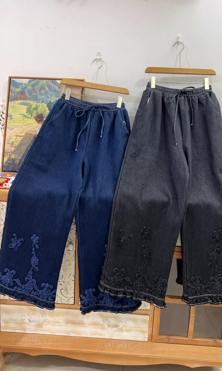 Fleece Lined Crop Jeans– The Cottagecore