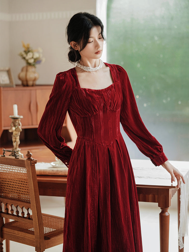 Red Vintage Velvet Dress– The Cottagecore