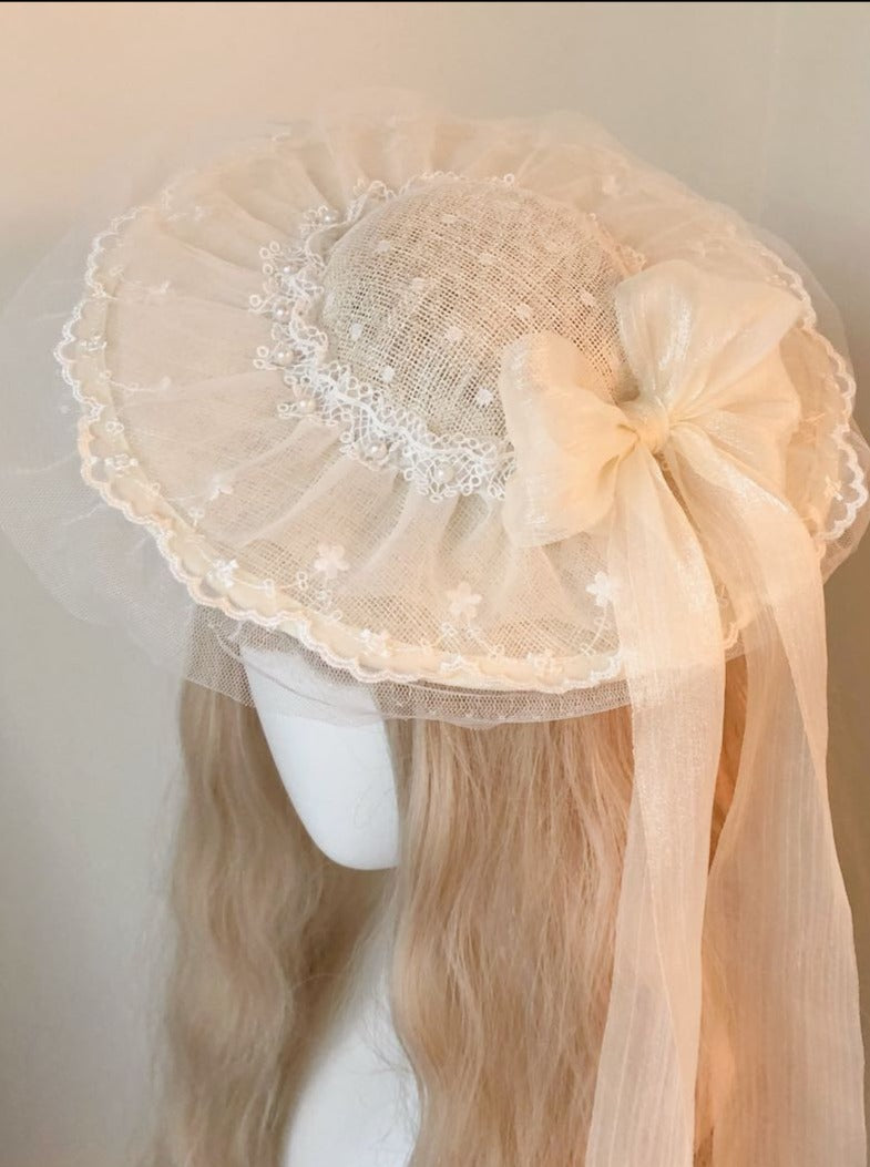 Lolita Lace Hat - Straw Wedding Hat– The Cottagecore