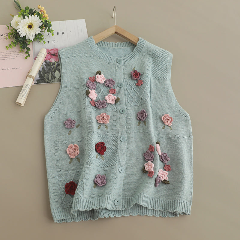 3d Flowers Knit Vest– The Cottagecore