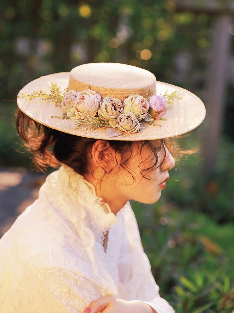 Victorian Straw Flat Sun Hat– The Cottagecore