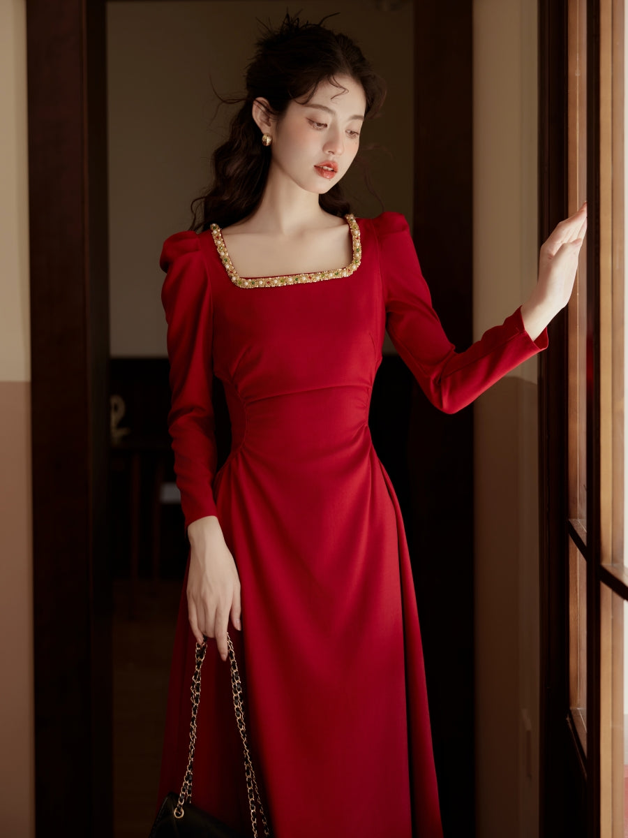 Long Sleeve Square Neck Dress– The Cottagecore