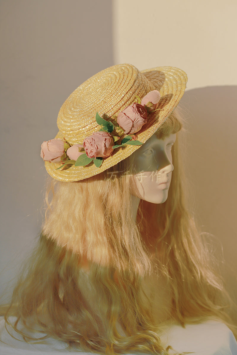 Floral Straw Flat Hat– The Cottagecore
