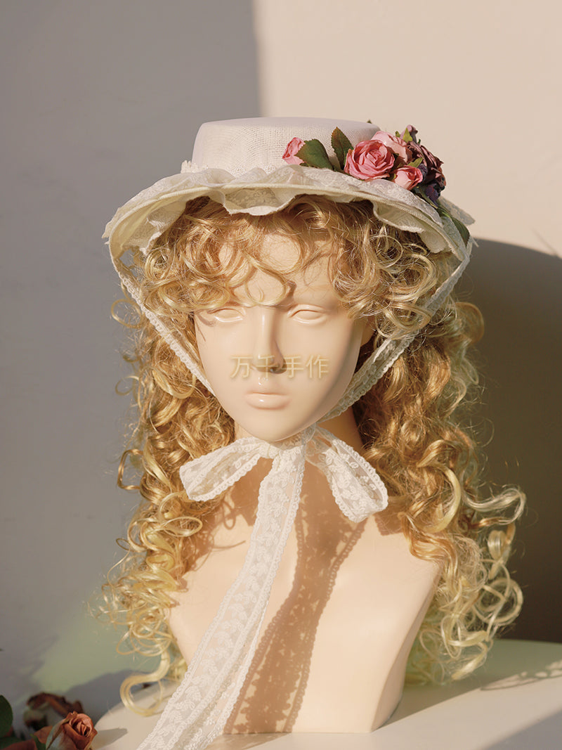 Lolita Beige Lace Up Party Hat - Straw Wedding Hat– The Cottagecore