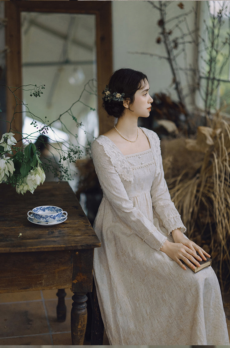 Cotton Linen Regency Ear Dress– The Cottagecore