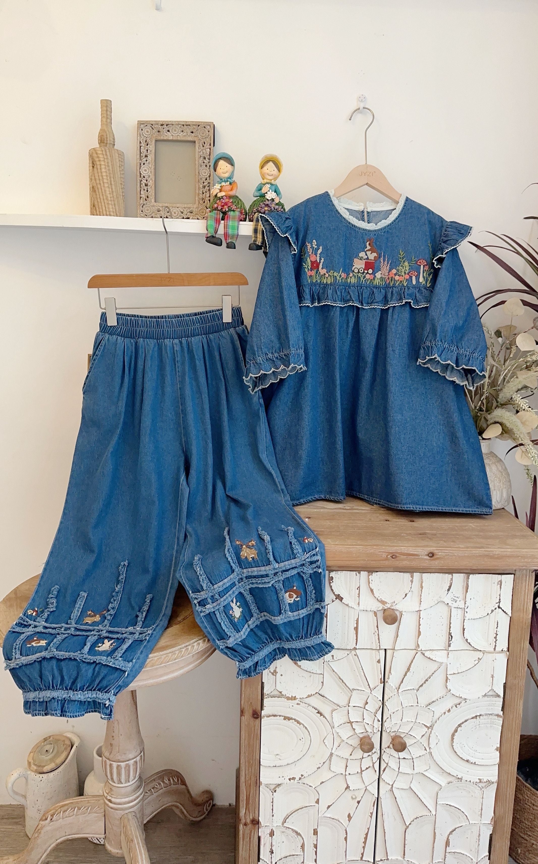 Super Cute Denim Embroidered Bloomers– The Cottagecore