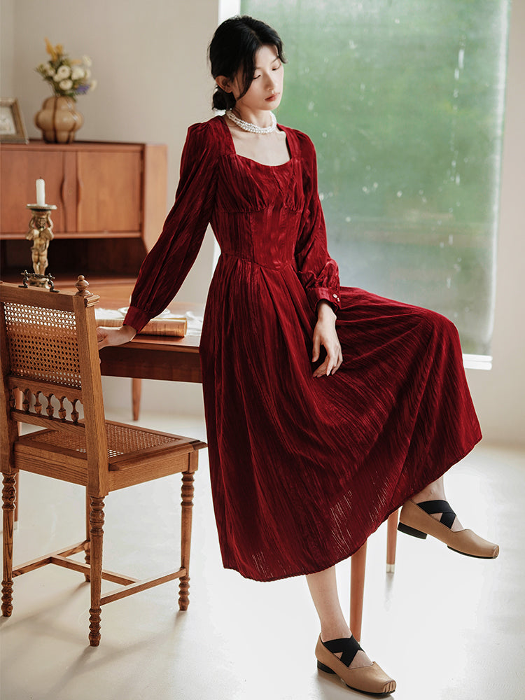 Red Vintage Velvet Dress– The Cottagecore