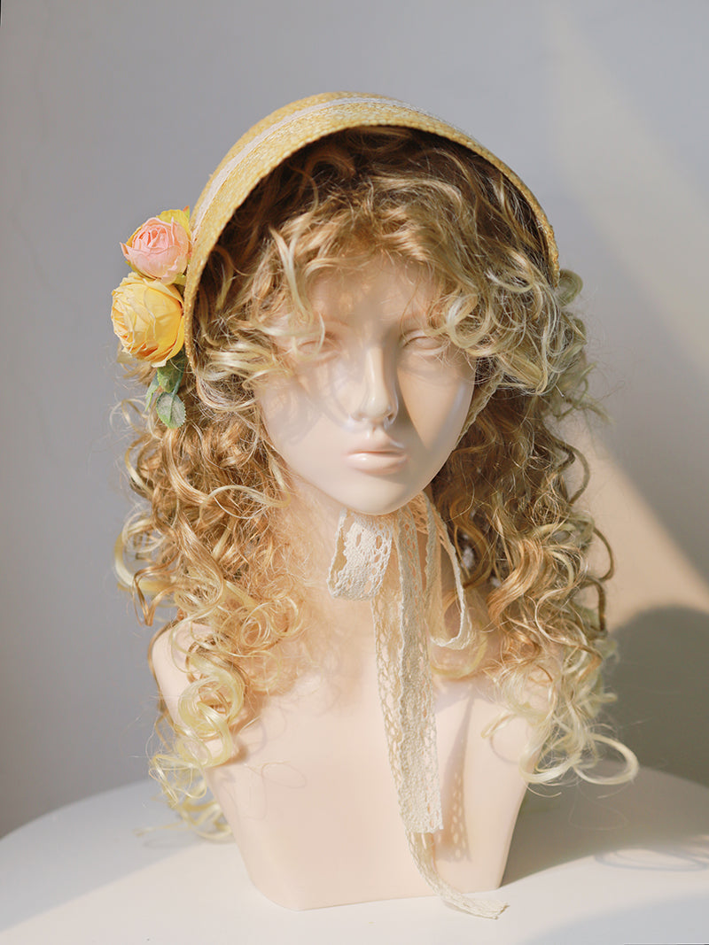 Lace Up Floral Straw Bonnet Hat– The Cottagecore