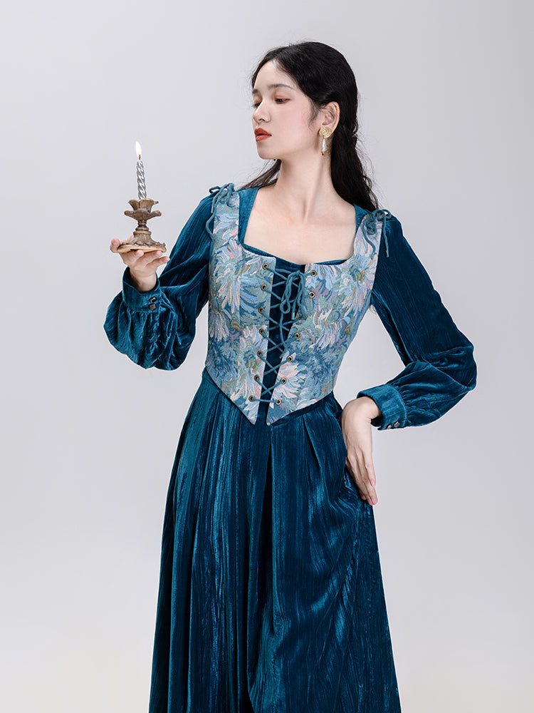 Vintage Velvet Dress + Painting Corset– The Cottagecore