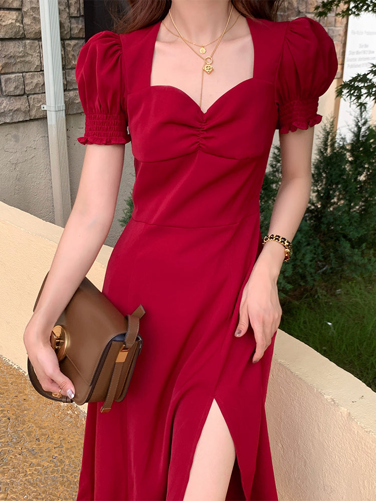 Vintage Red Puffy Dress– The Cottagecore