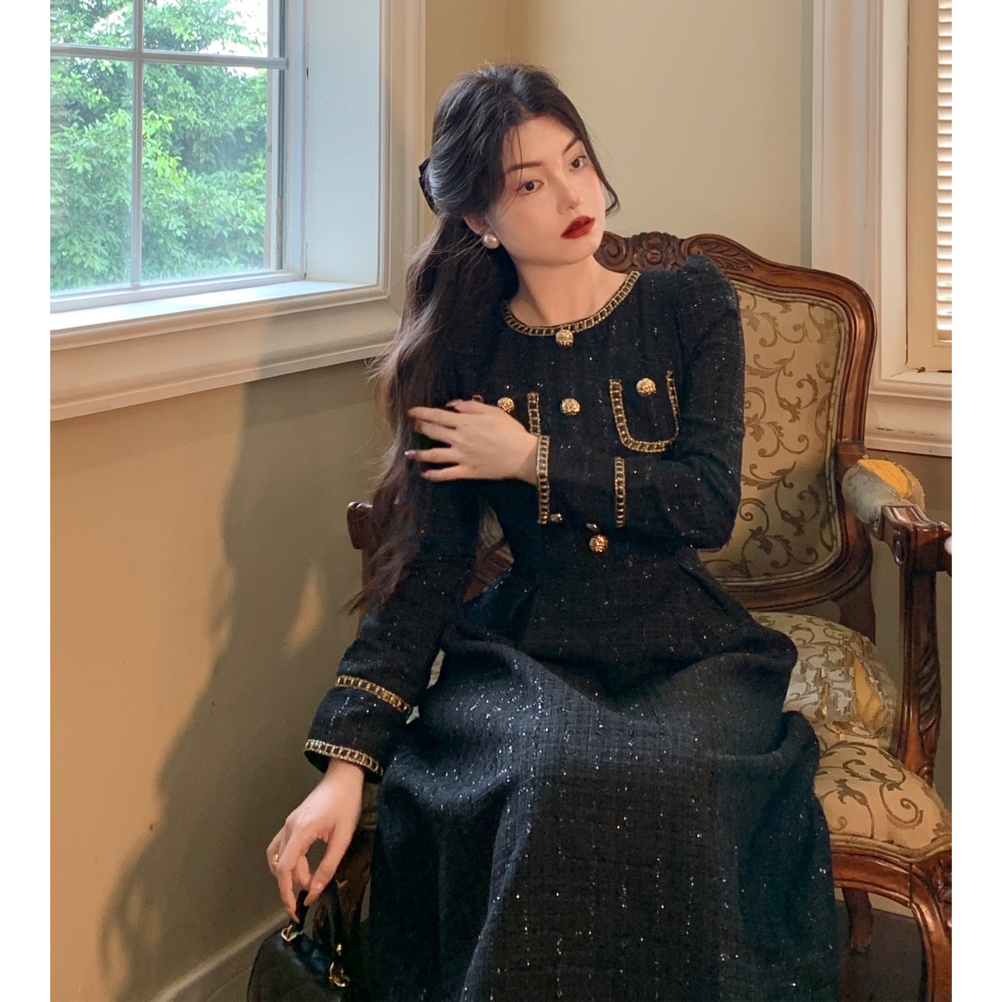 Elegant Classic Tweed Dress– The Cottagecore