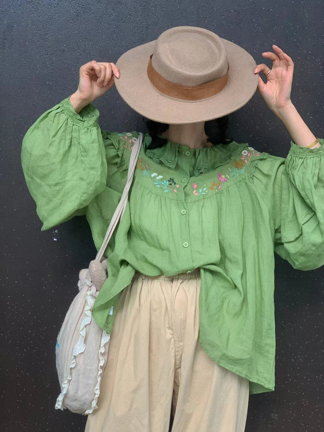 Forestcore Embroidered Linen Blouse– The Cottagecore