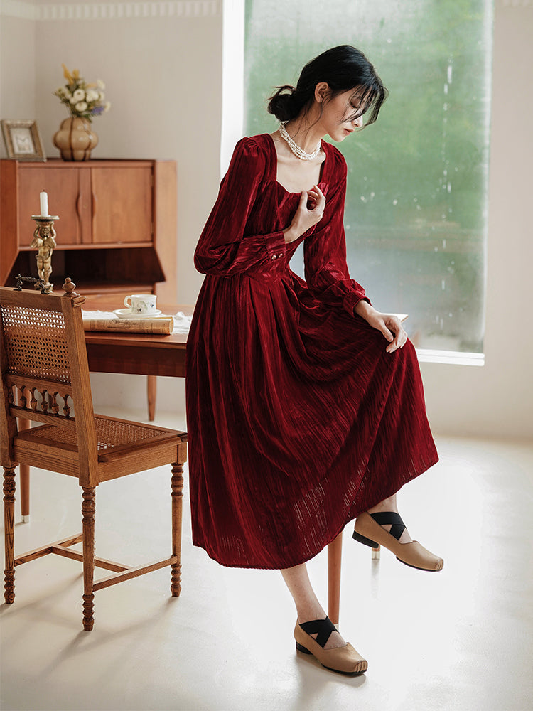 Red Vintage Velvet Dress– The Cottagecore