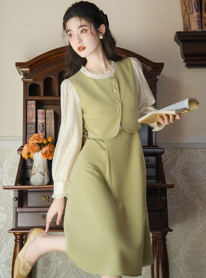 Vintage Academia Fake 2pcs Dress– The Cottagecore