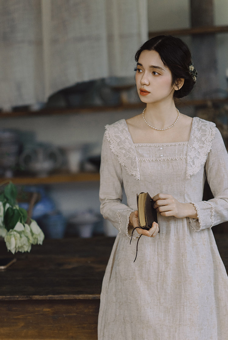 Cotton Linen Regency Ear Dress– The Cottagecore