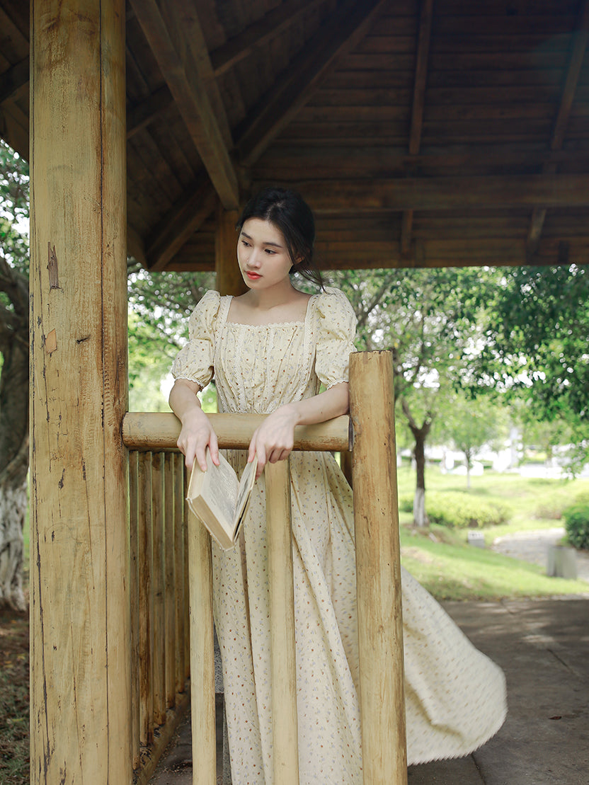 Puffy Sleeve Square Neckline Belt Prairie Dress– The Cottagecore