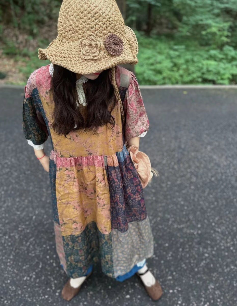 Farmcore Linen Patchwork Dress– The Cottagecore