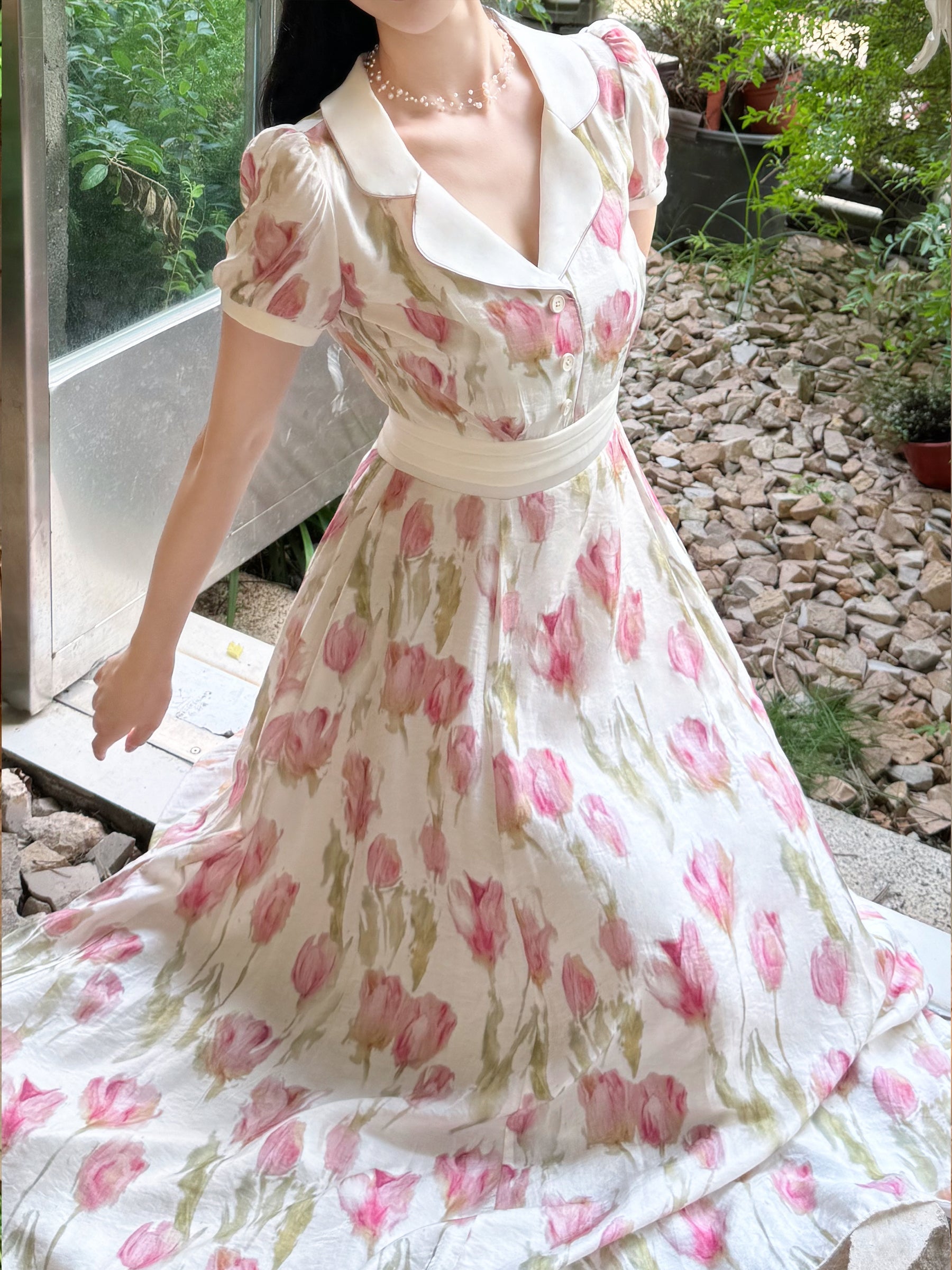 Romantic Tulip Floral Dress– The Cottagecore